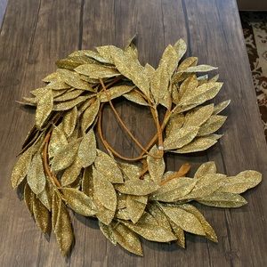 West Elm | Holiday | West Elm Gold Leaf Garland With Glitter | Poshmark